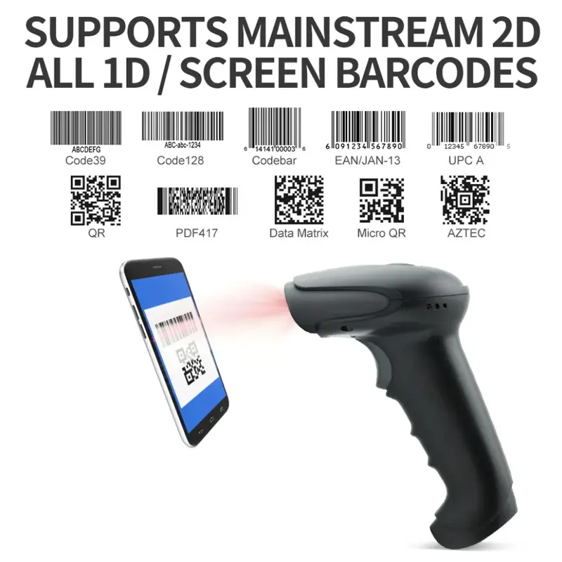Handheld 2.4G QR Code Barcode Scanner Gun - Fedepo